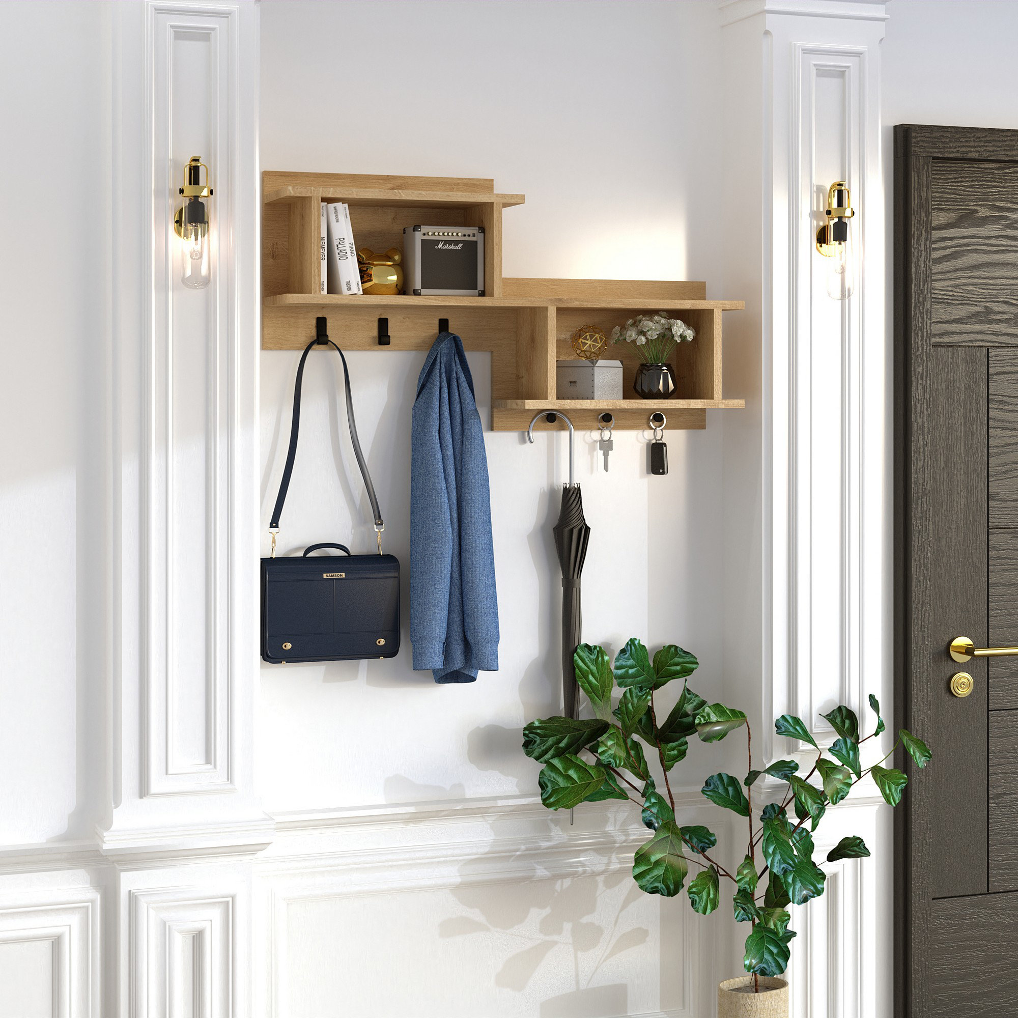 East Urban Home Ensemble de 3 tablettes décoratives avec crochets ...