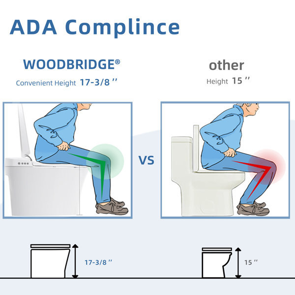 WoodBridge ADA Height Tankless Smart Bidet Toilet with Booster Pump ...