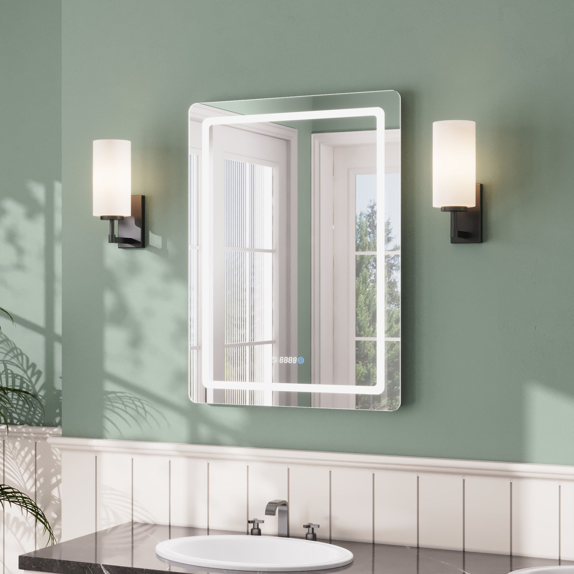 DeerValley Anti-Fog Led Bathroom Mirror With Smart Dimmable And Time ...