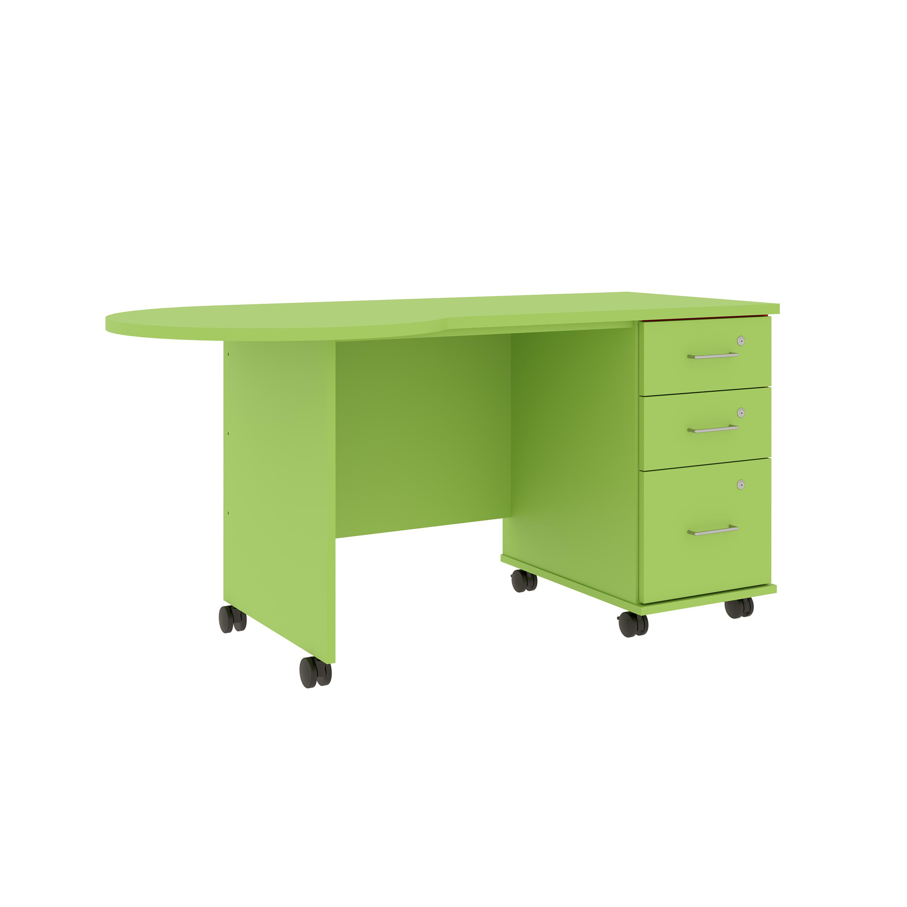 Stevens ID Systems Mobile Teacher Desk With Peninsula Top And BBF ...