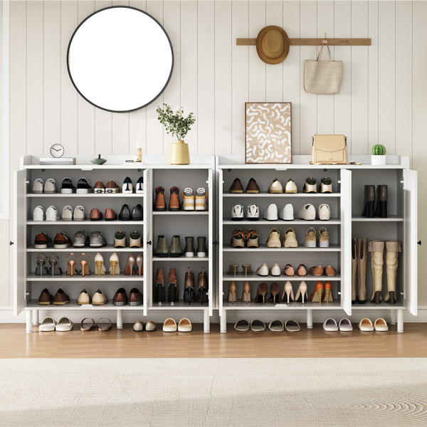 Lark Manor 30 Pair Shoe Cabinet With 3 Doors And Adjustable Shelves For ...