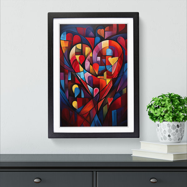 Metro Lane Love Heart Cubism No.2 - Single Picture Frame Art Prints on ...