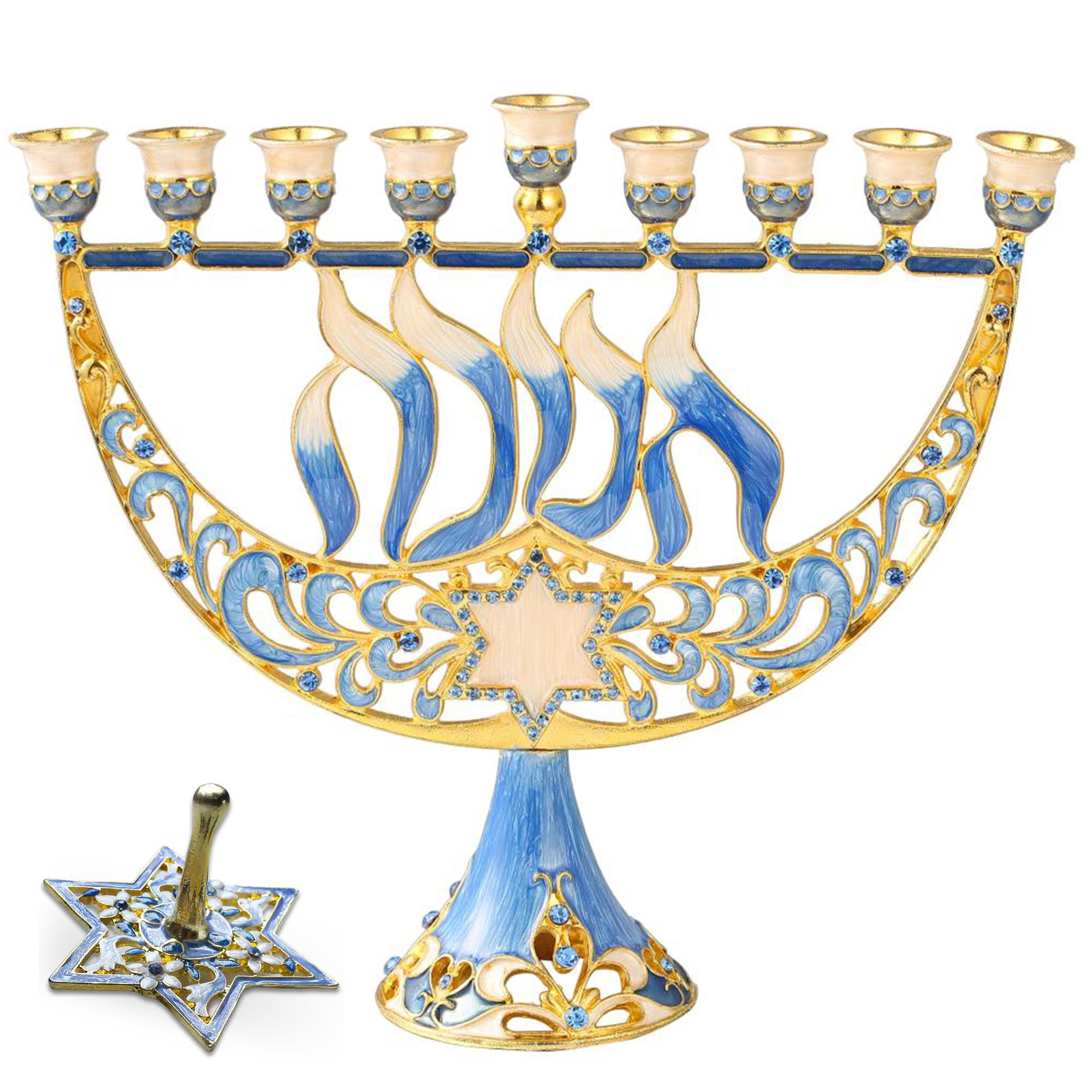 The Holiday Aisle® Jewish Holiday Set - Hand Painted Enamel Menorah ...