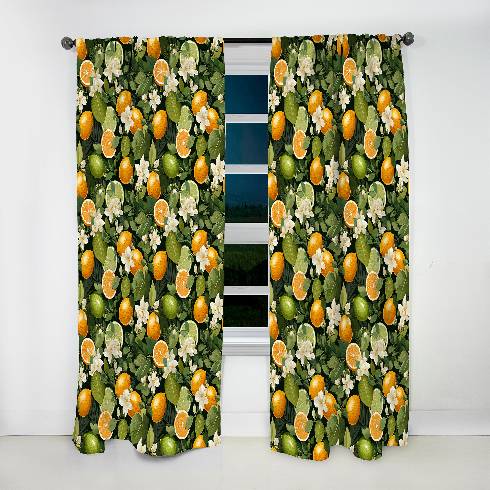 Design Art Citrus Zest Tropical Pattern I - Tropical Velvet Curtain ...