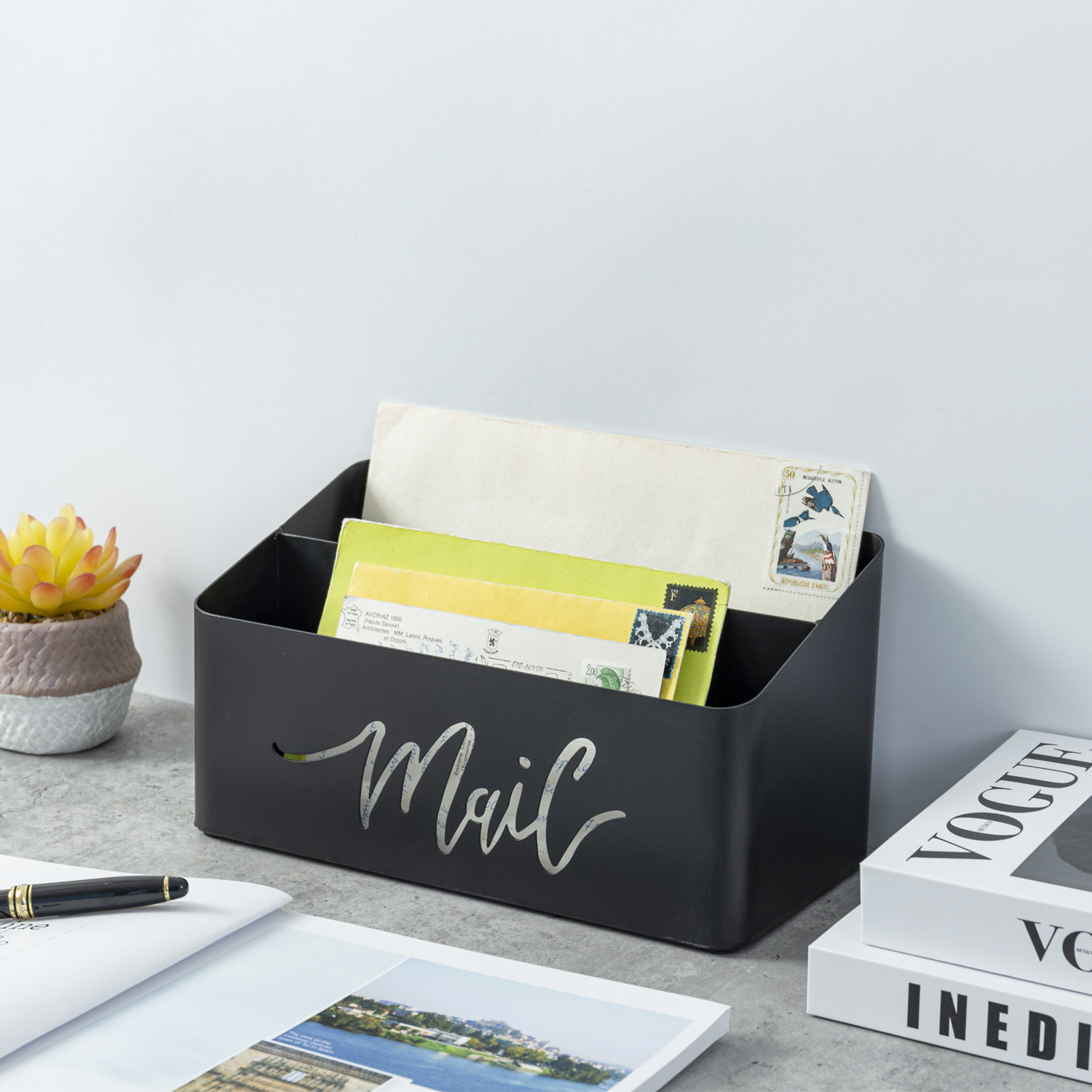 Inbox Zero 2-Slot Metal Mail Sorter Desk Organizer | Wayfair