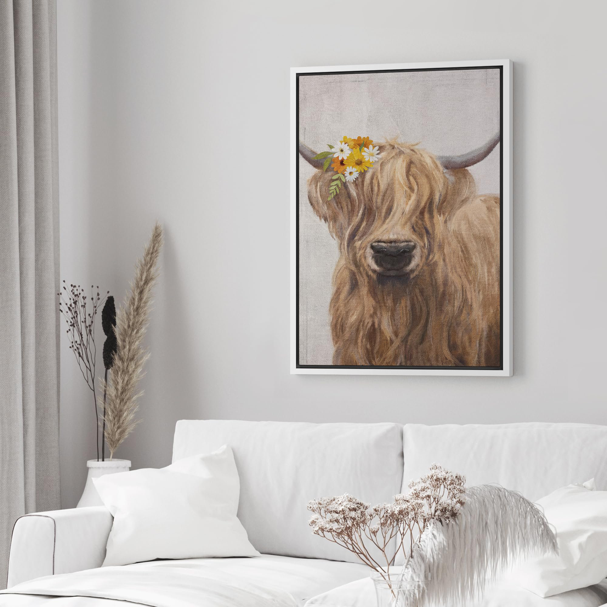 IDEA4WALL Highland Shetland Cow Animals Nature Decor Farmhouse Rustic ...