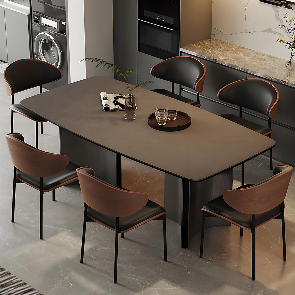 A Zoetic Home Black Modern Minimalist Slate Dining Set | Wayfair
