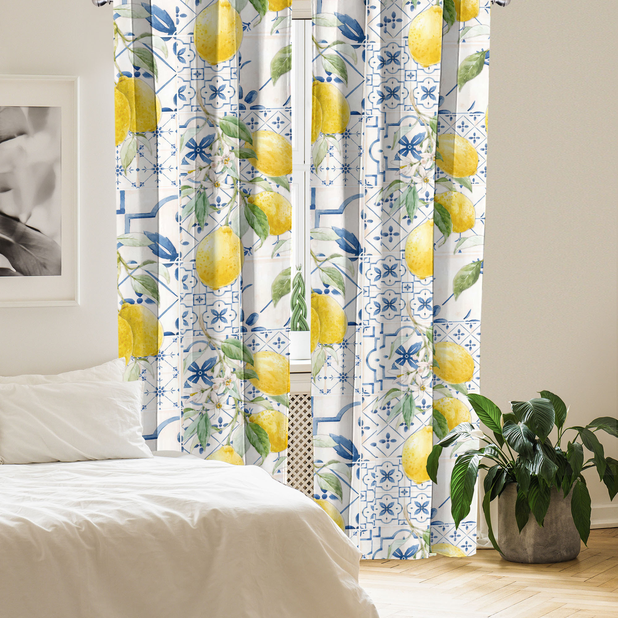 East Urban Home Citrus Curtains Lemon Garden Scene Floral Pair of 28 ...