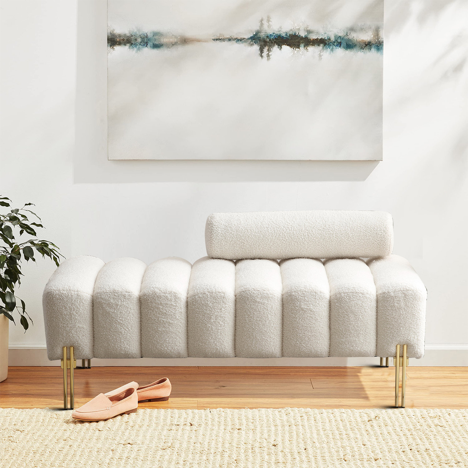 Everly Quinn Iyland Modern and Comfortable Upholstered Bench with ...