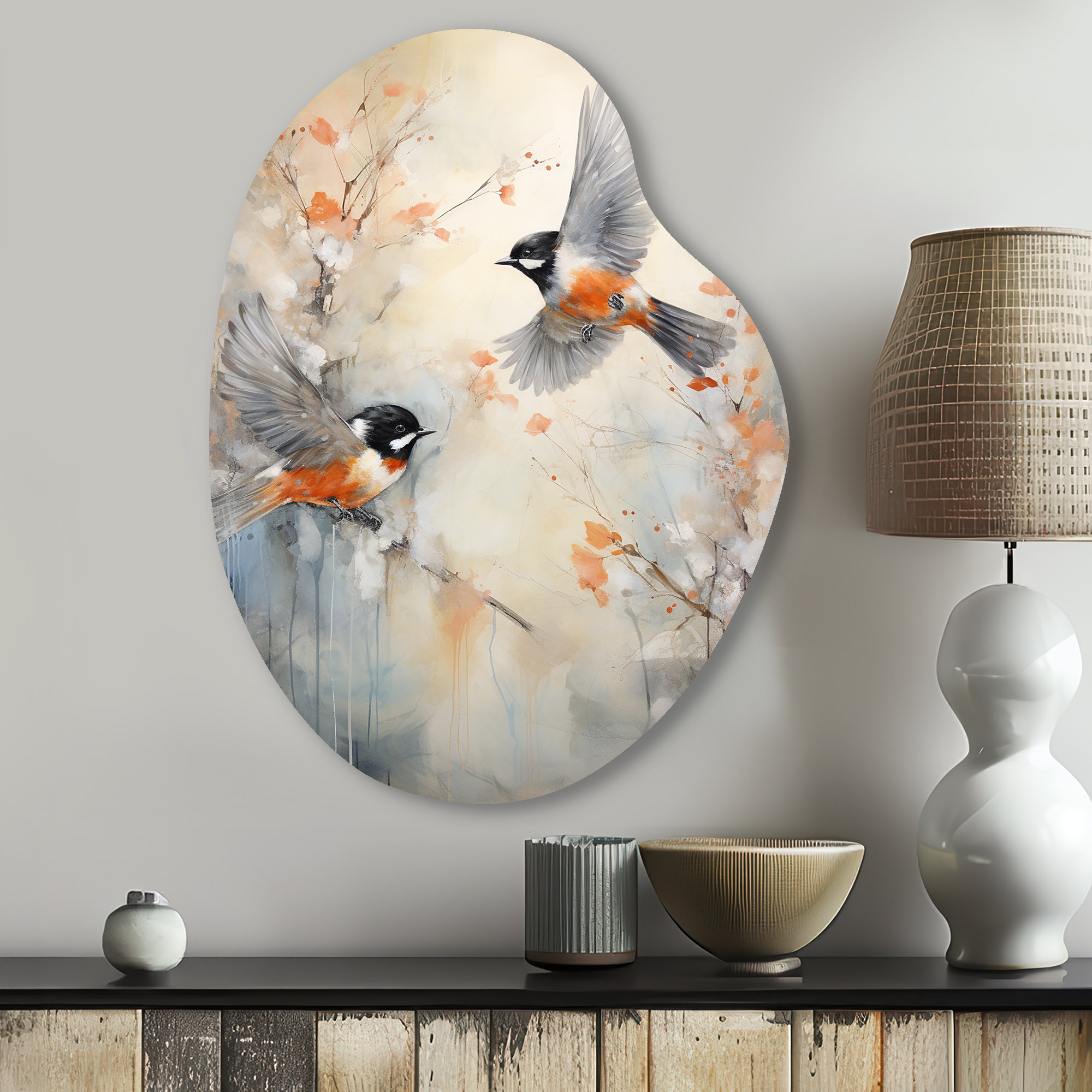 Design Art Bird Avian Symphony I - Bird Pear Shape Metal Wall Sculpture ...