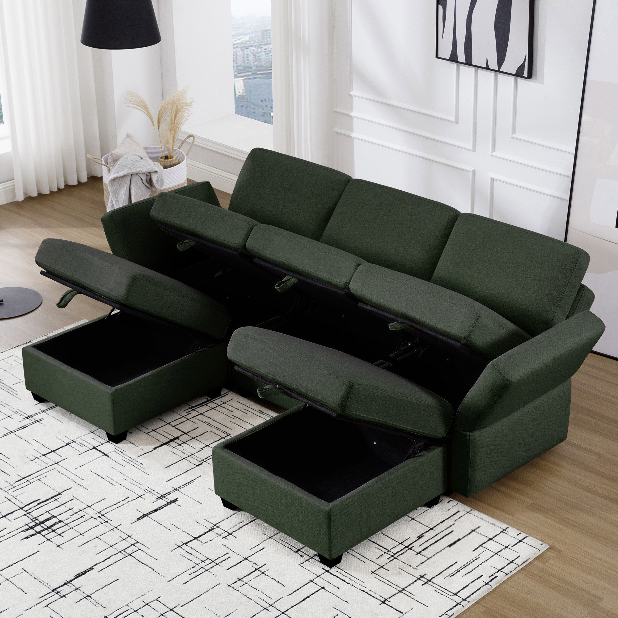 Latitude Run® Modern Modular Sectional Couch With Storage Seats | Wayfair