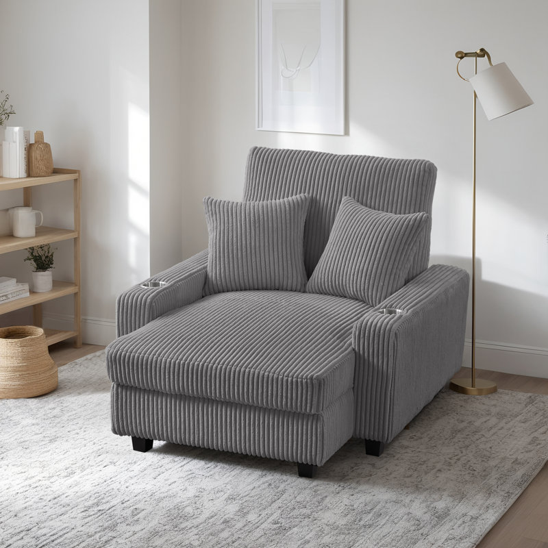 Ebern Designs Ermia Upholstered Chaise Lounge Chair convertable accent ...