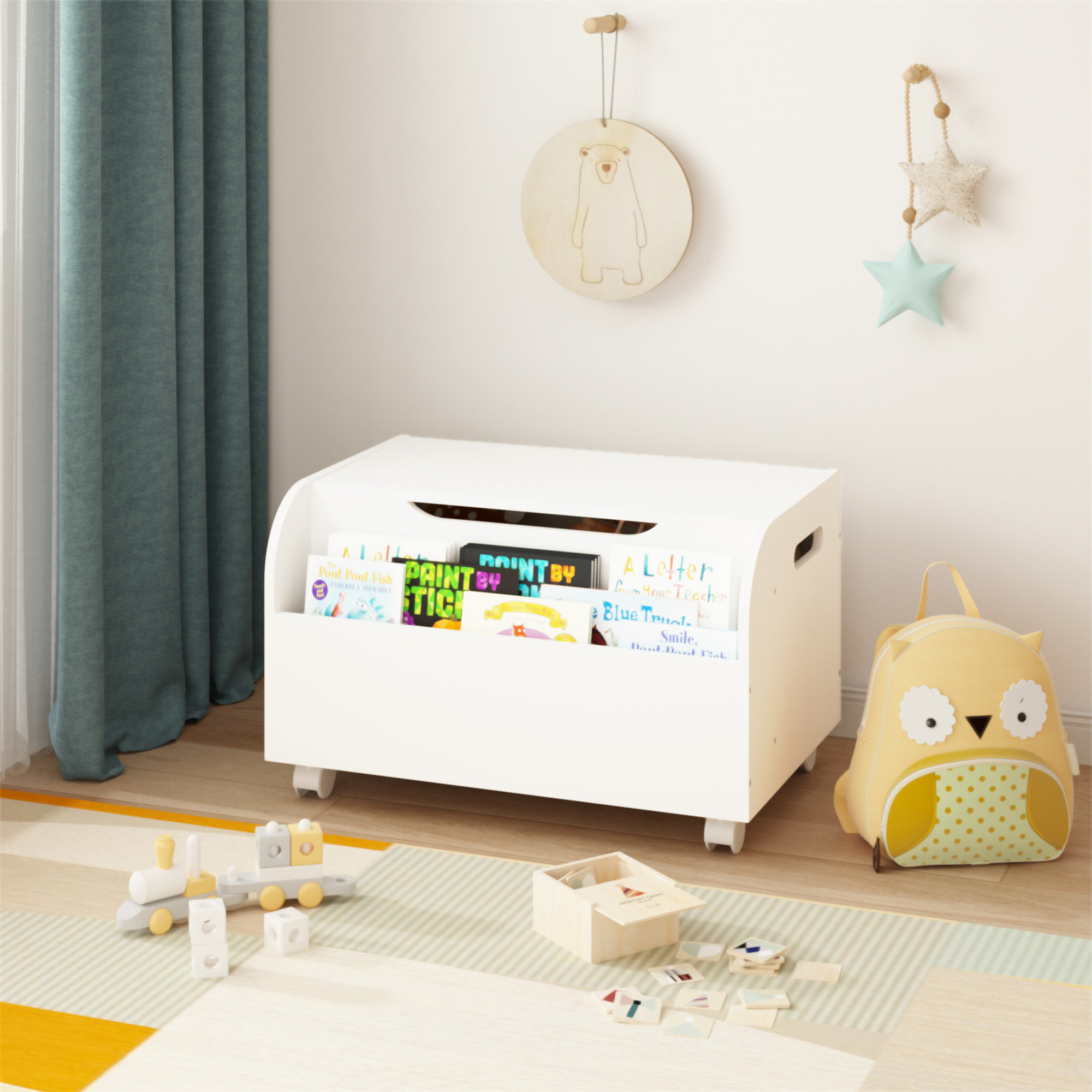 Isabelle & Max™ Wooden Toy Box With 4 Universal Wheels | Wayfair