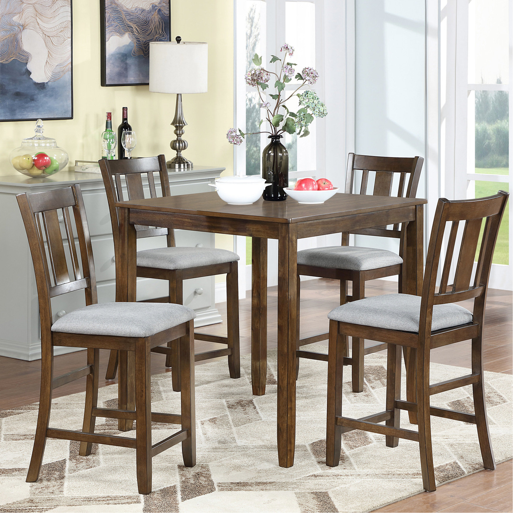 George Oliver Walnut Counter Height Seating , Comfortable Padding ...