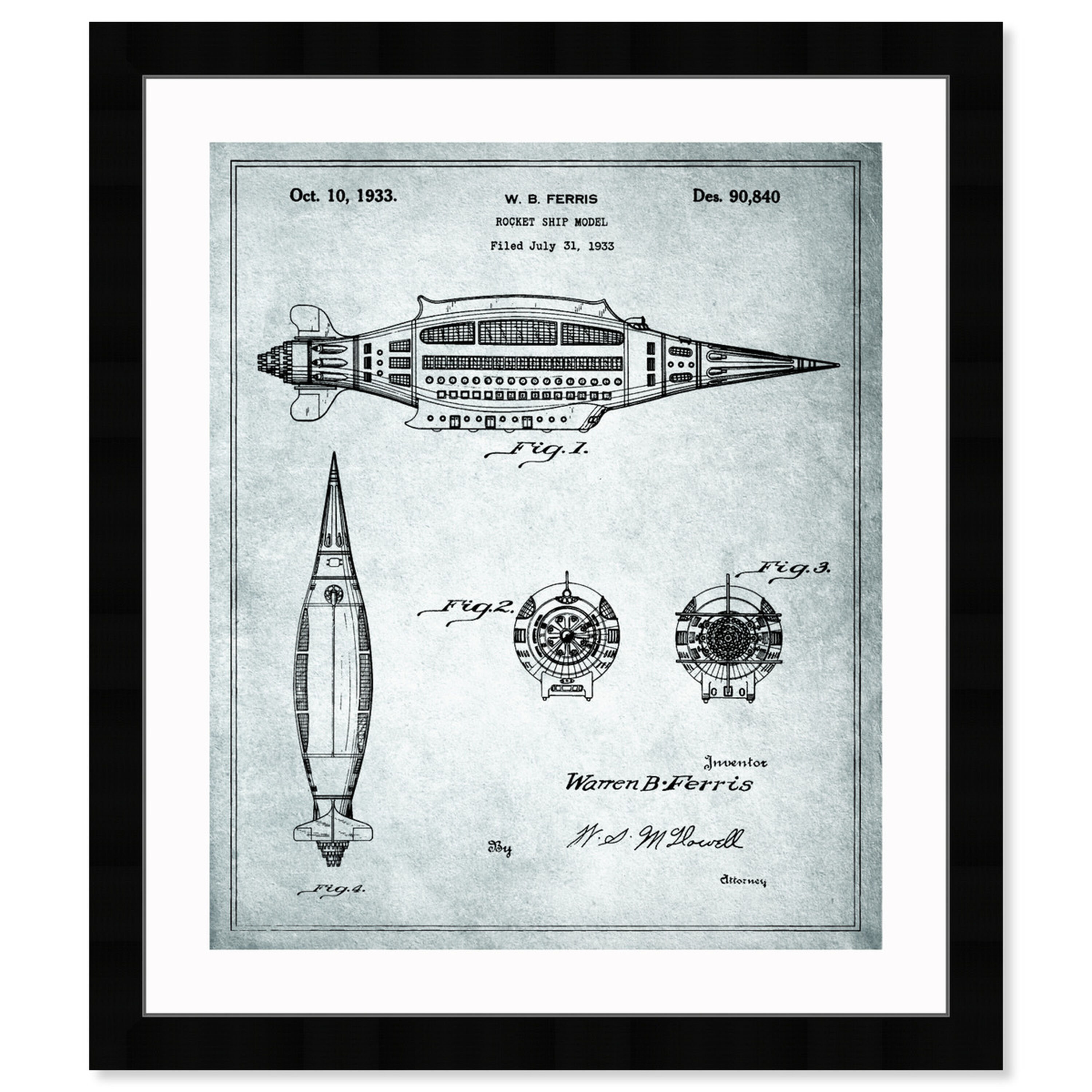 Oliver Gal Prints Design for a Rocket Ship Model 1933 - Picture Frame ...