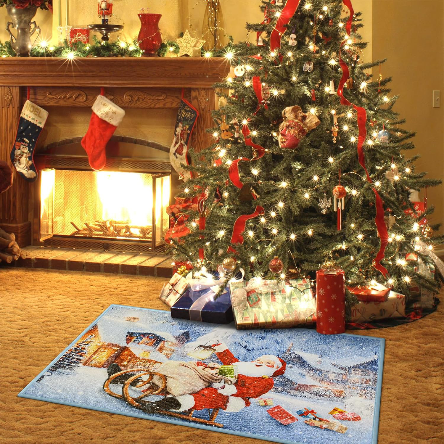 The Holiday Aisle® Christmas Rugs Indoor Large Area Rug for Living Room ...