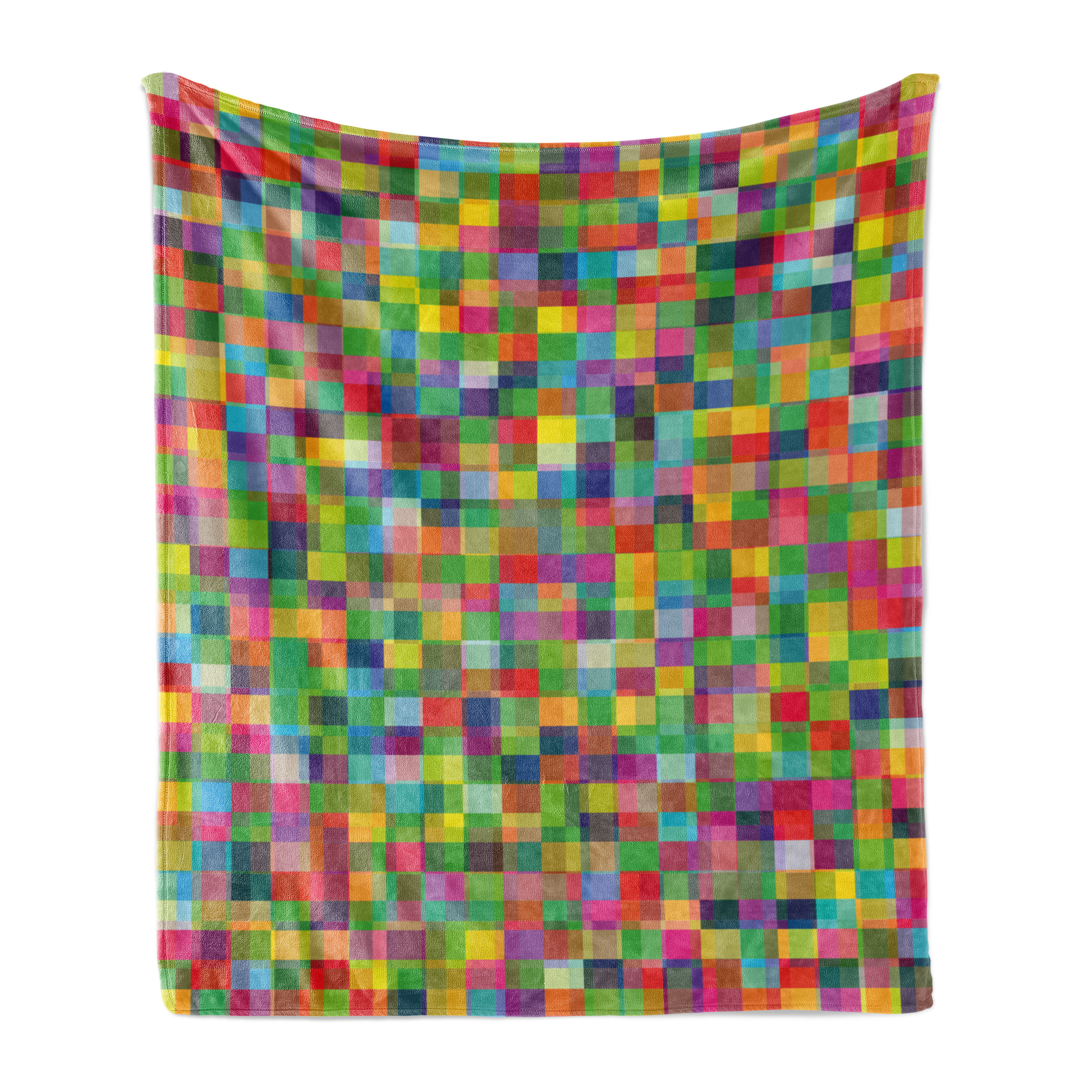 Ambesonne Colorful Fleece Throw Blanket Scattered Pieces Layout ...