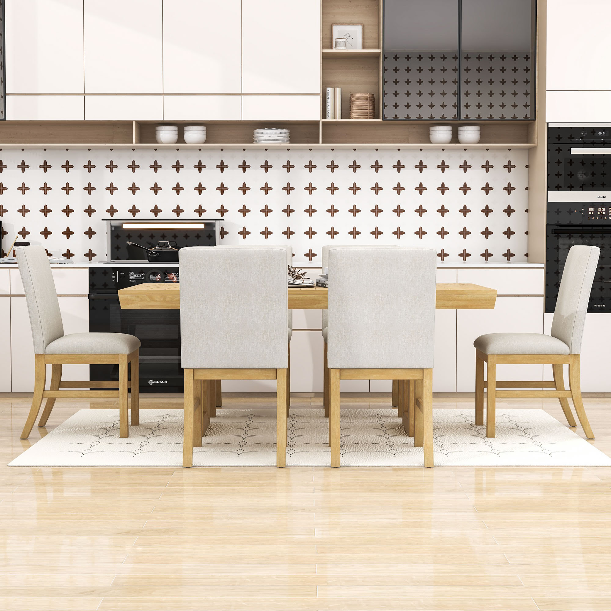 Lark Manor™ Dezerea 7-Piece Dining Table Set, Extendable Dining Table with Butterfly Leaf and ...