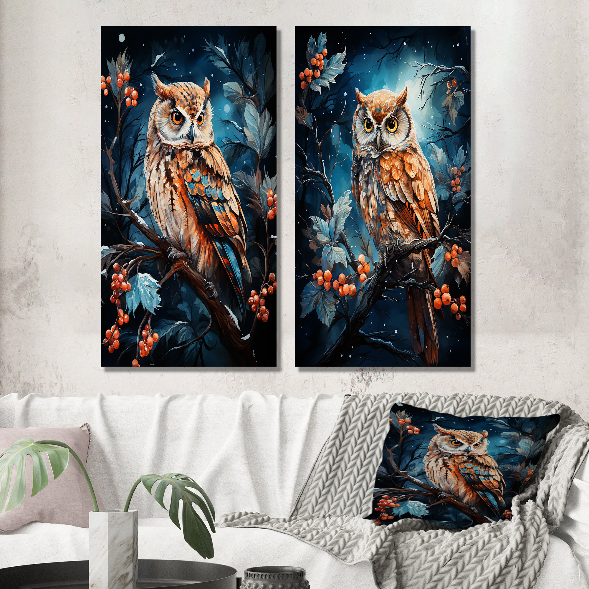 Millwood Pines Starry Night Owl Guardian I - Owl Metal Wall Art Set Of ...