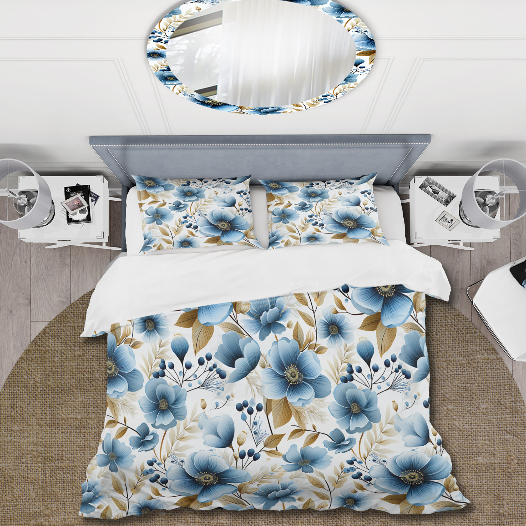 Design Art Watercolor Whimsy Blue Floral Melody V Bedding | Wayfair
