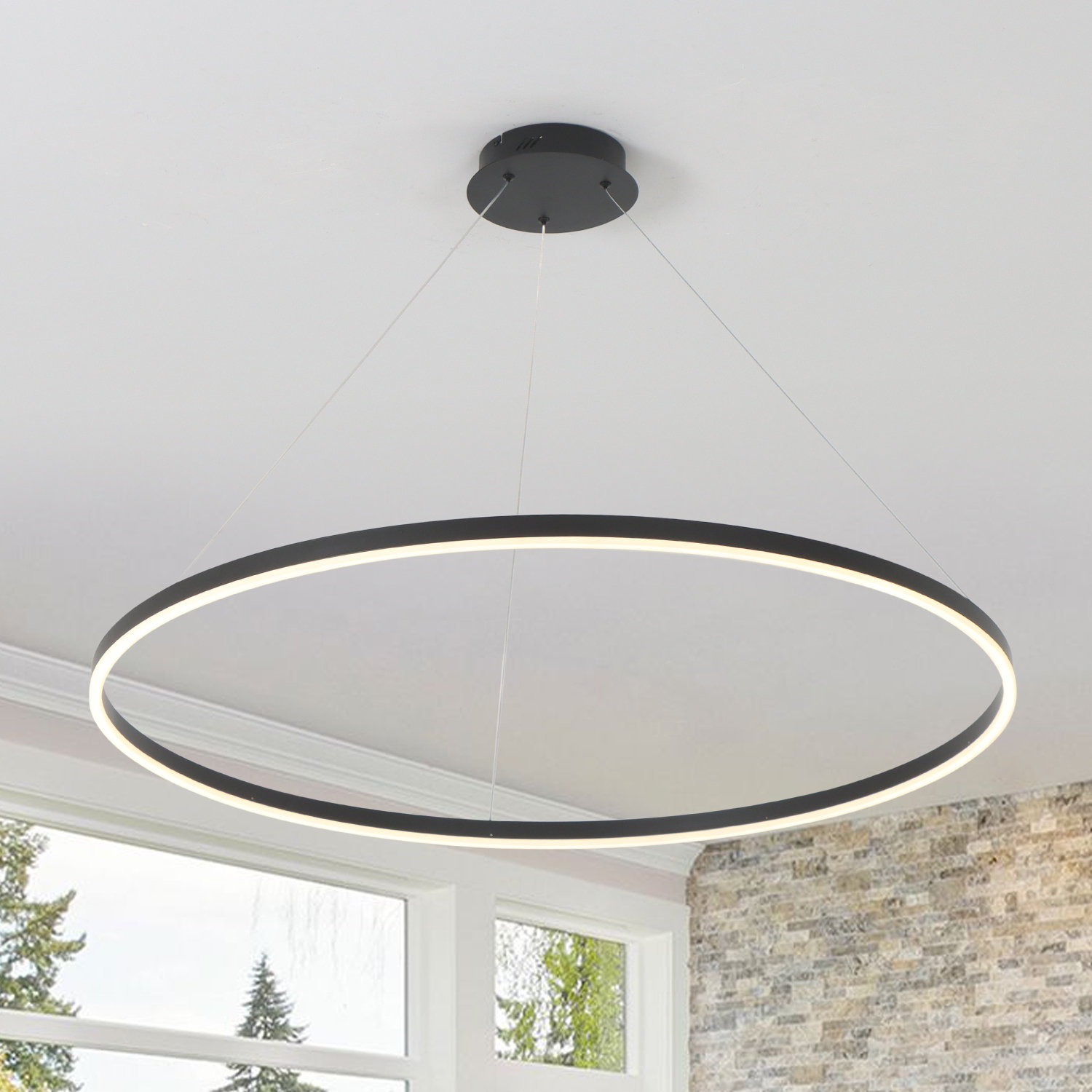 Orren Ellis Stockham 1-Light Unique Geometric Chandelier Round Circle ...