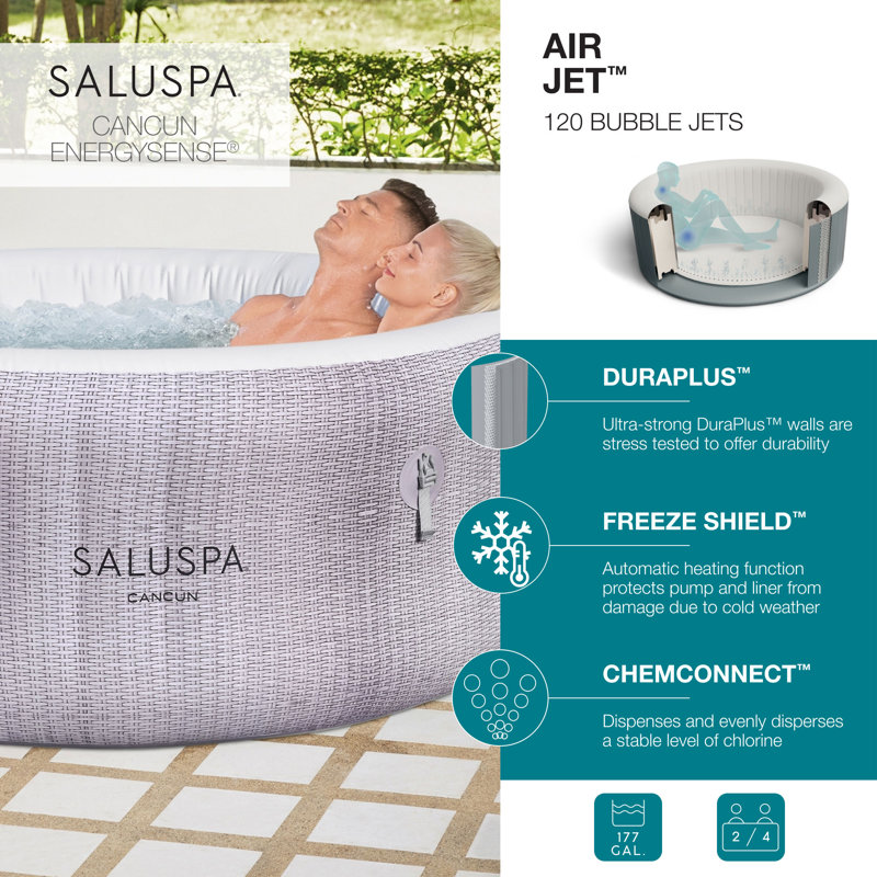 Bestway SaluSpa AirJet Inflatable Hot Tub with EnergySense Cover ...