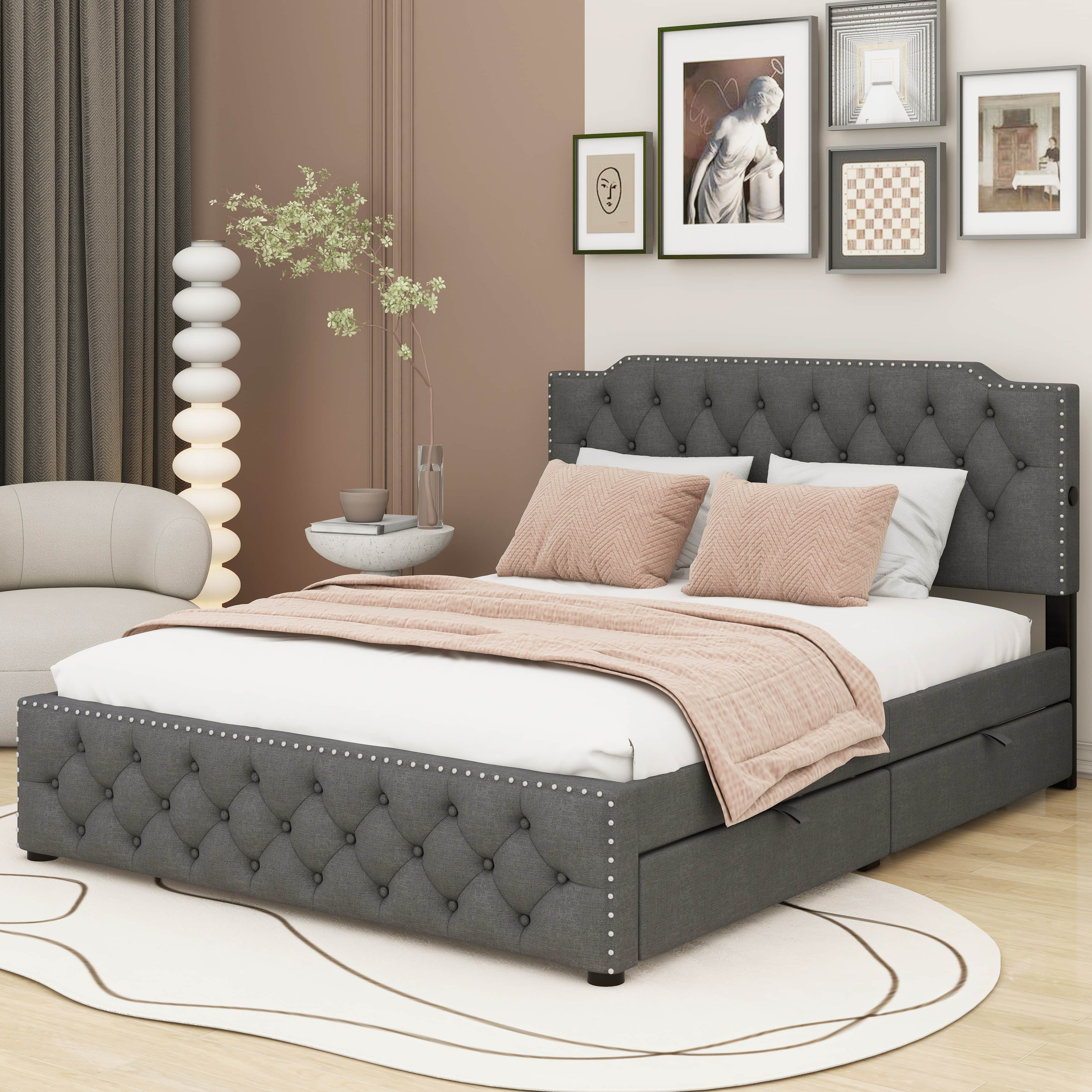 Red Barrel Studio Leonne Queen Tufted Storage Platform Bed | Wayfair