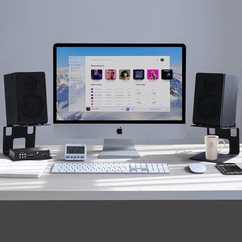 Symple Stuff Desktop Speaker Stands With Vibration Absorption Pads ...