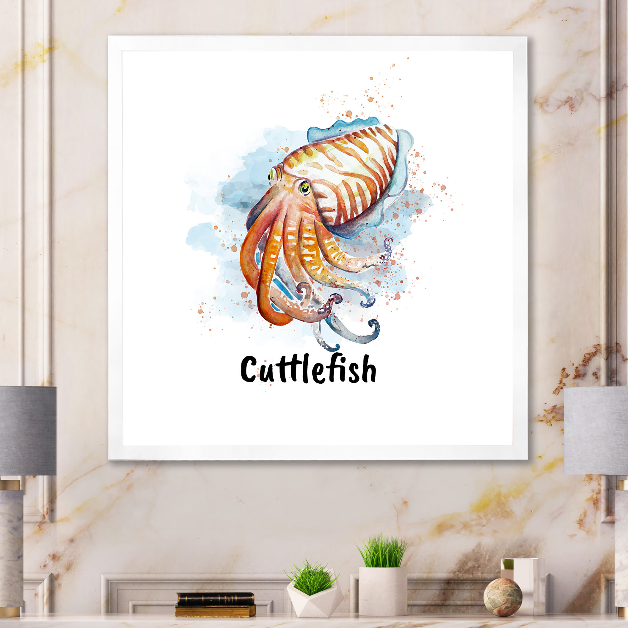 Highland Dunes Aquarelle Cuttlefish Art III - Nautical & Coastal Canvas ...