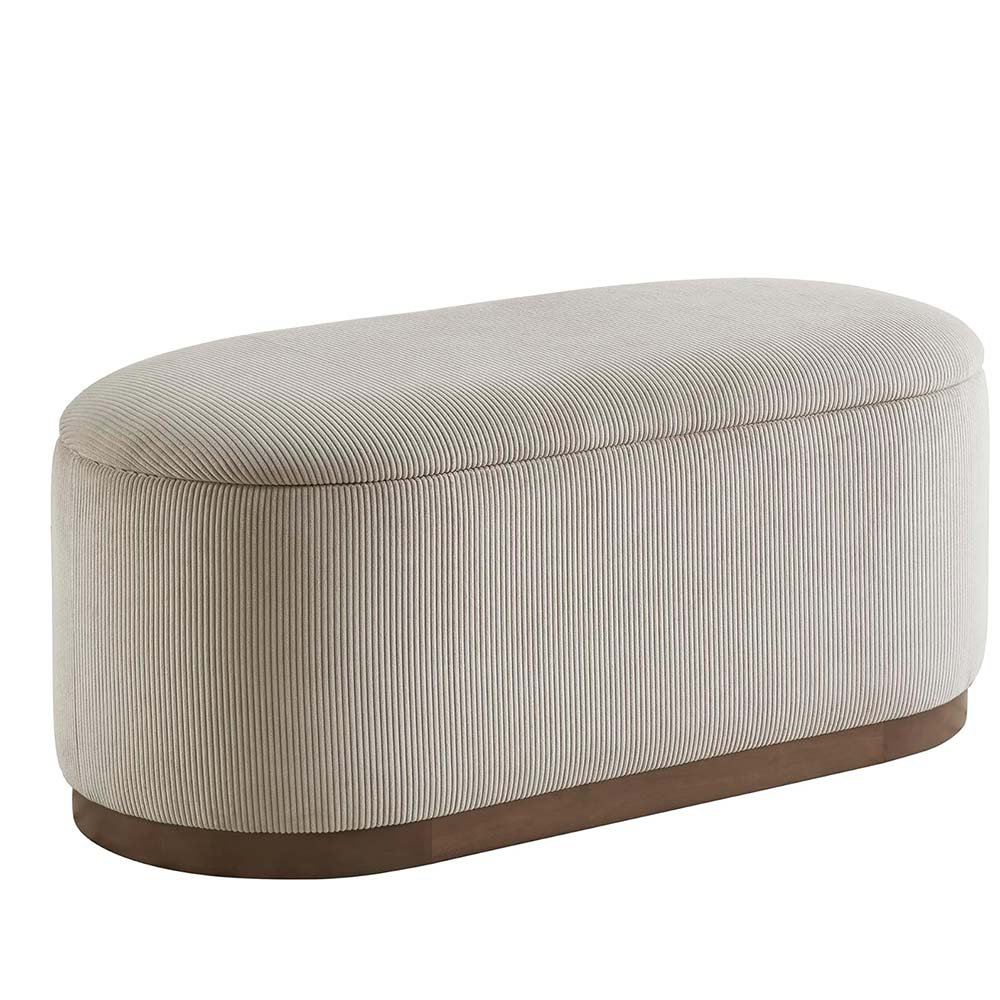 Hokku Designs Top Storage Bench, Corduroy Fabric Upholstered Oval ...