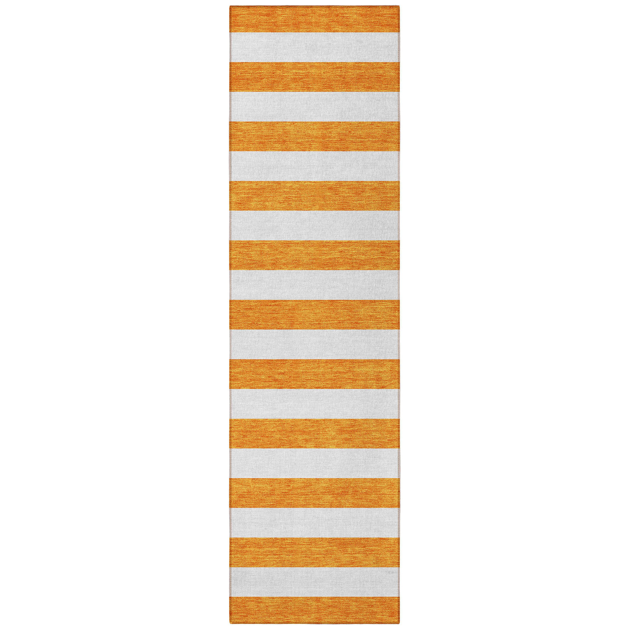 HomeRoots 8' Runner Orange and White Striped Washable Non Skid Indoor ...