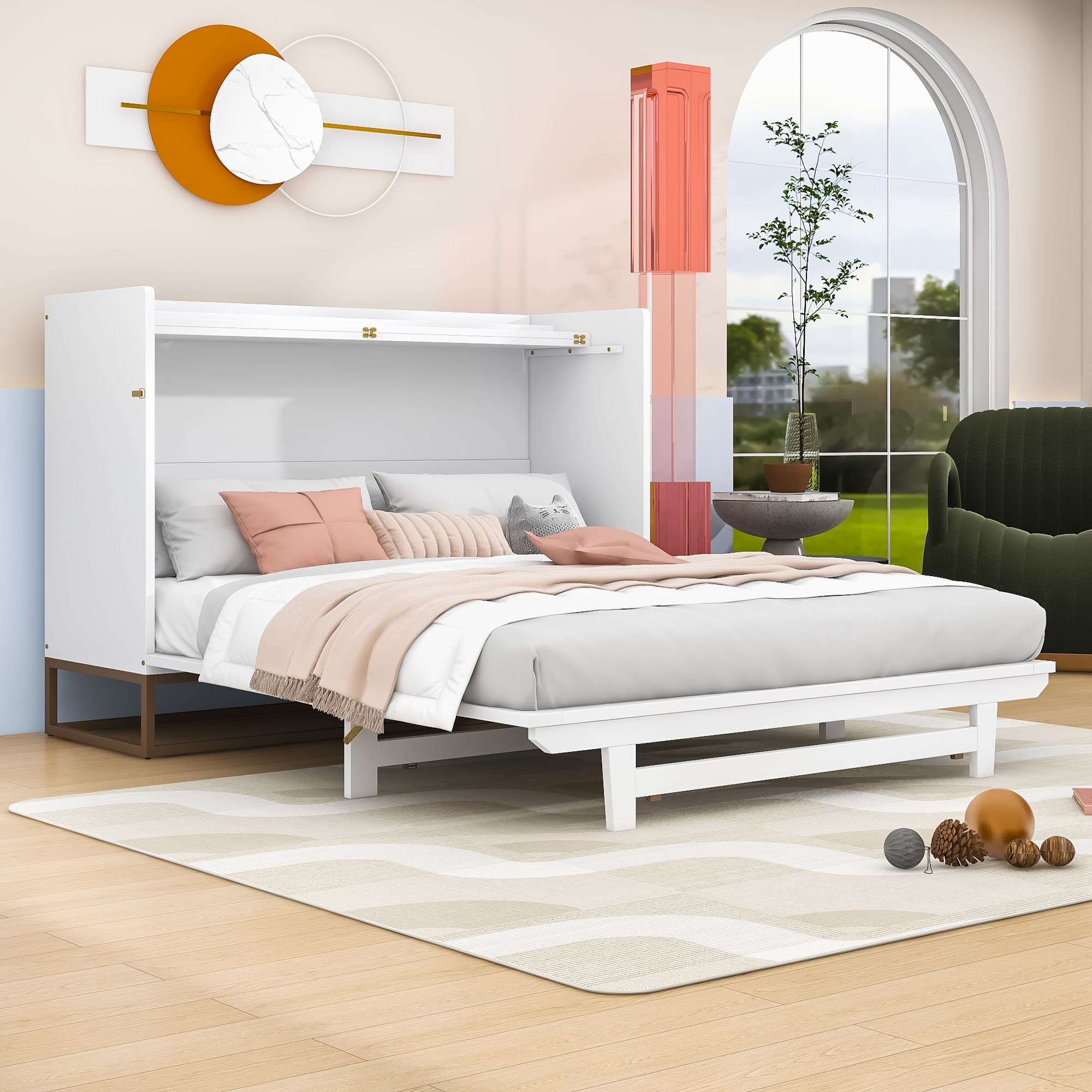 Everly Quinn Evelyn Queen Murphy bed with iron legs - Wayfair Canada