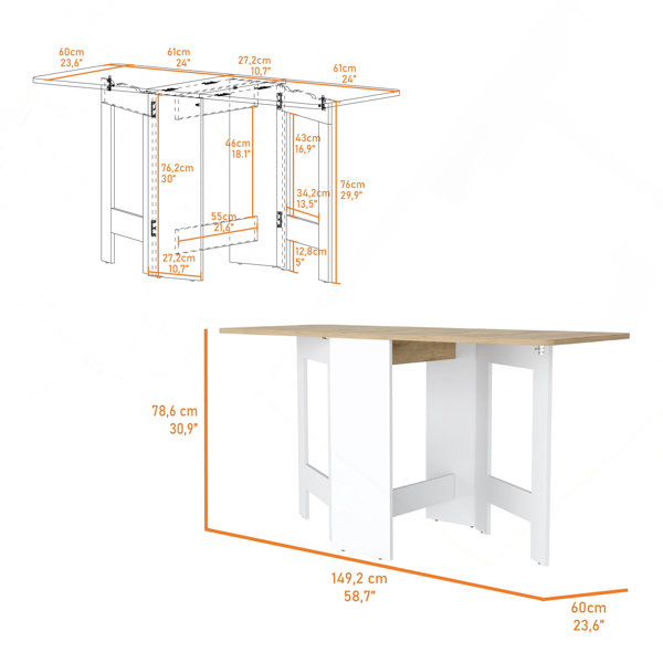 Latitude Run® Cole Black & Macadamia Folding Dining Table - Wayfair Canada