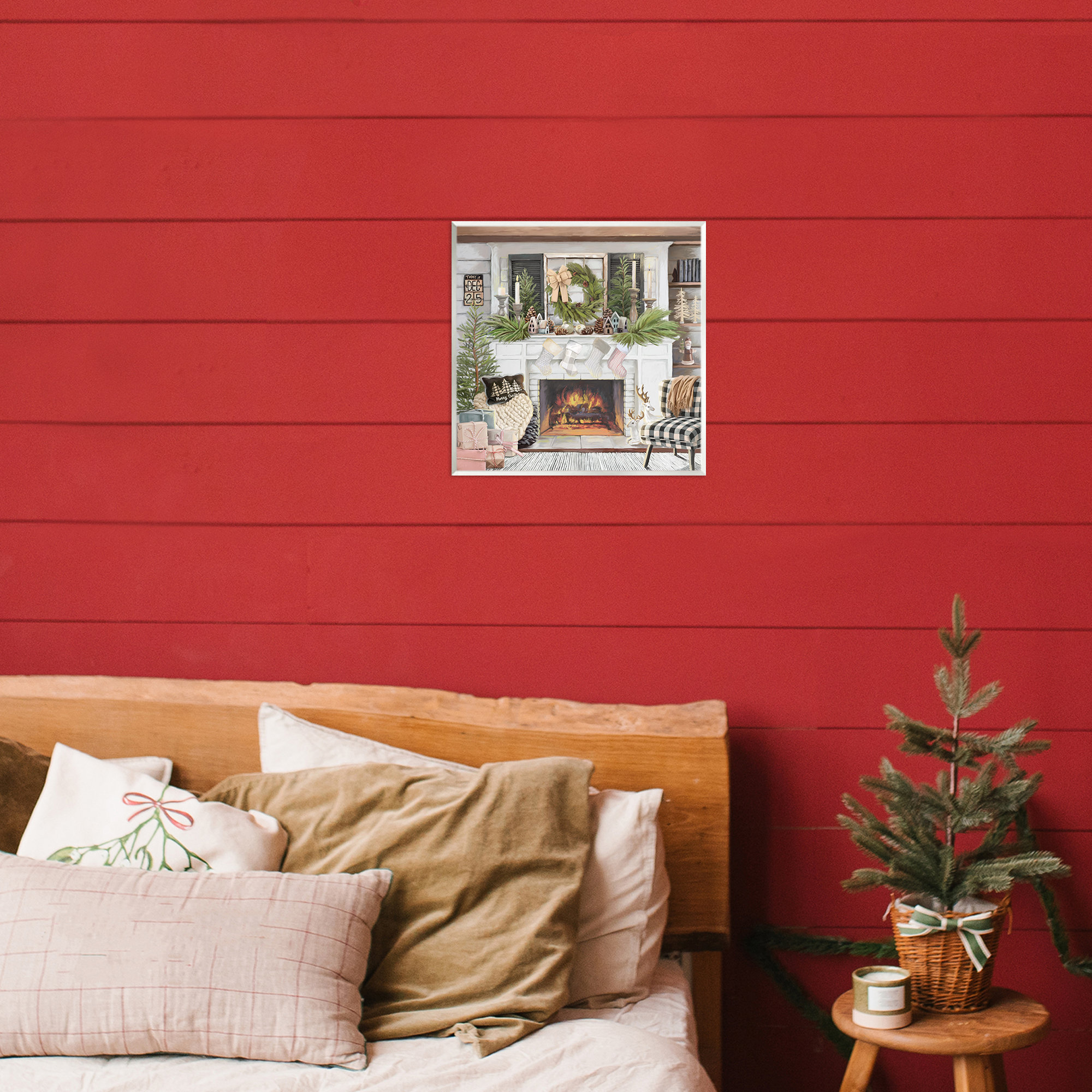One Allium Way® Cozy Fireplace Holiday Wall Plaque, design by Nicky ...