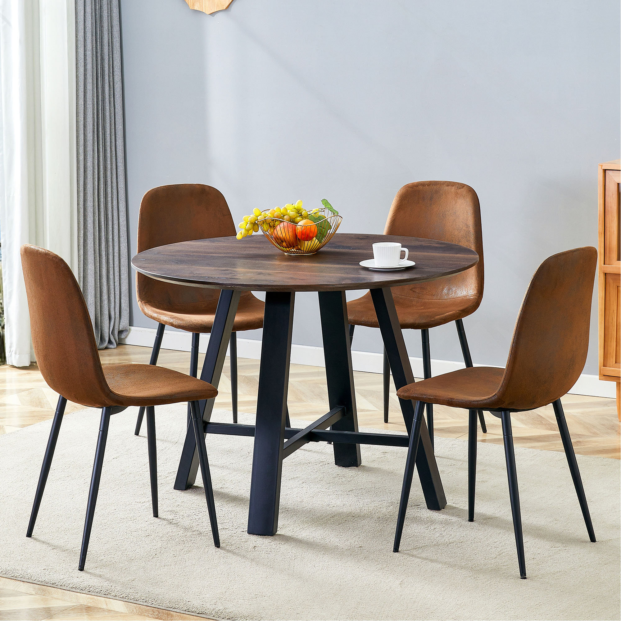 Latitude Run® Table And Chair Set.42 Inch Diameter Modern Minimalist ...