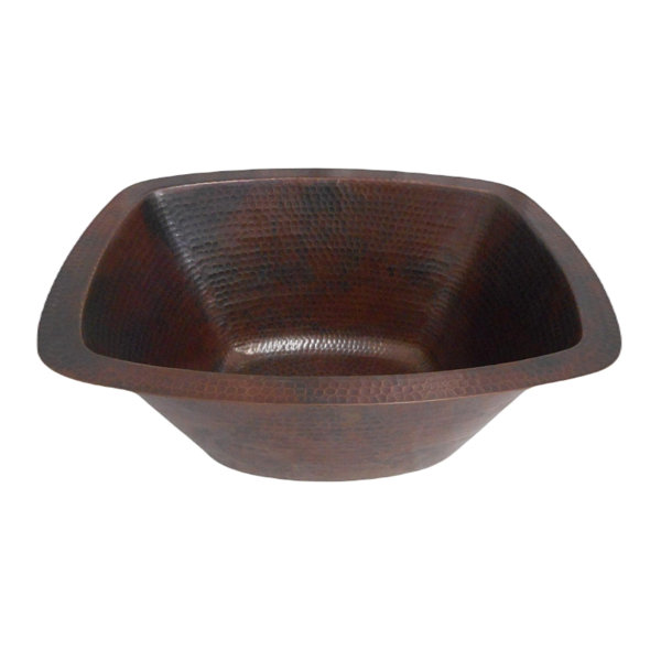 SimplyCopper 16" Rectangular Copper Bar Kitchen Sink 3.5" Drain Hole ...