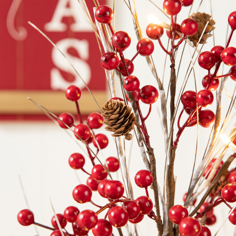 The Holiday Aisle® 36"H Christmas Lighted Berry Porch Tree with Lights ...