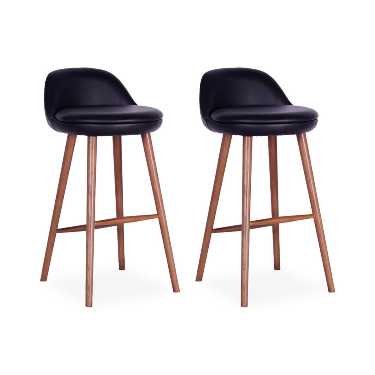 Corrigan Studio Modern And Simple Solid Wood Rubber Wood Leather ...