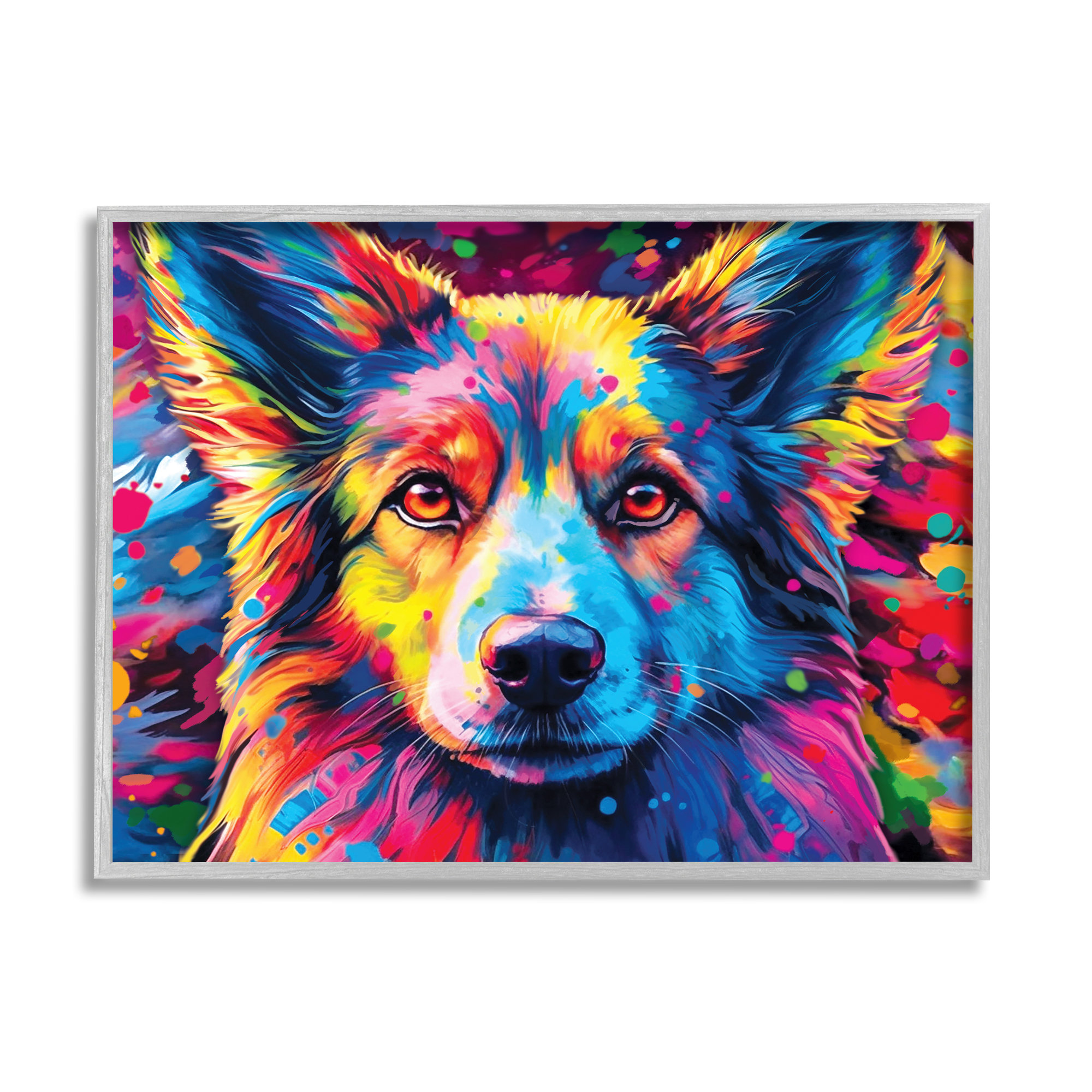 Stupell Industries Dog with Vivid Paint Splash by Image World Single ...