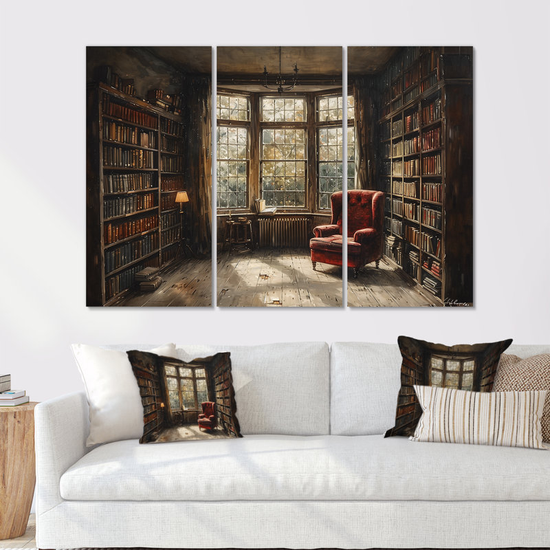 Lark Manor™ Brown Beige Vintage Library Books I - Libraries Wall Art ...