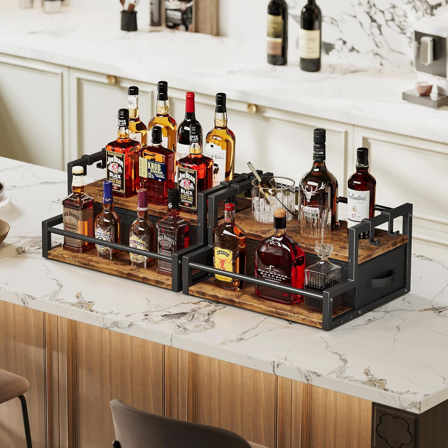 17 Stories Coffee Syrup Organizer Rack, 2-Tier Coffee Bar Accessories ...