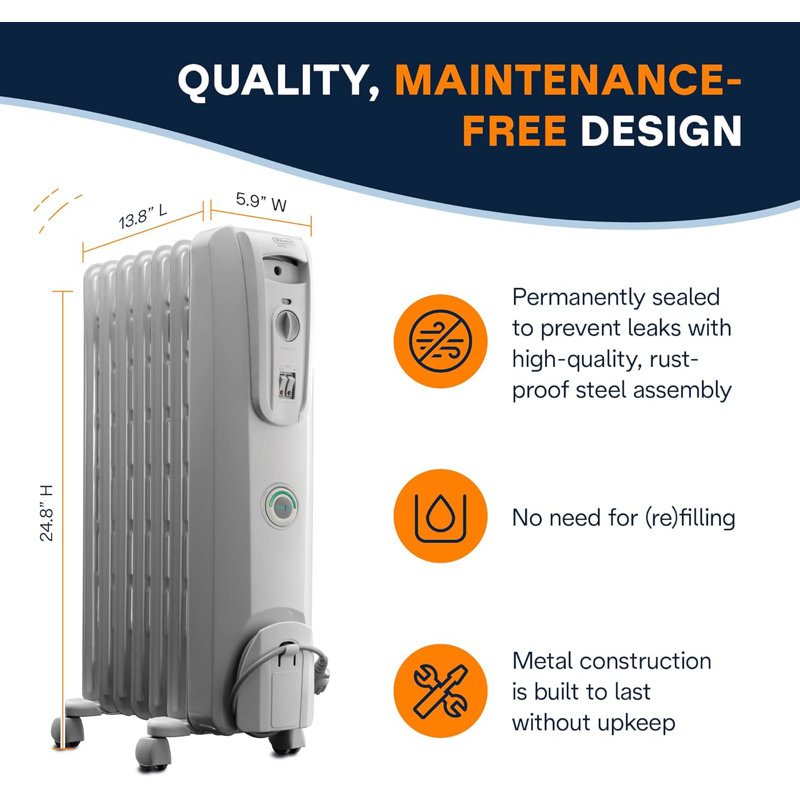 INKEDZ De'Longhi Oil filled Radiator Heater, 1500W Electric Space ...