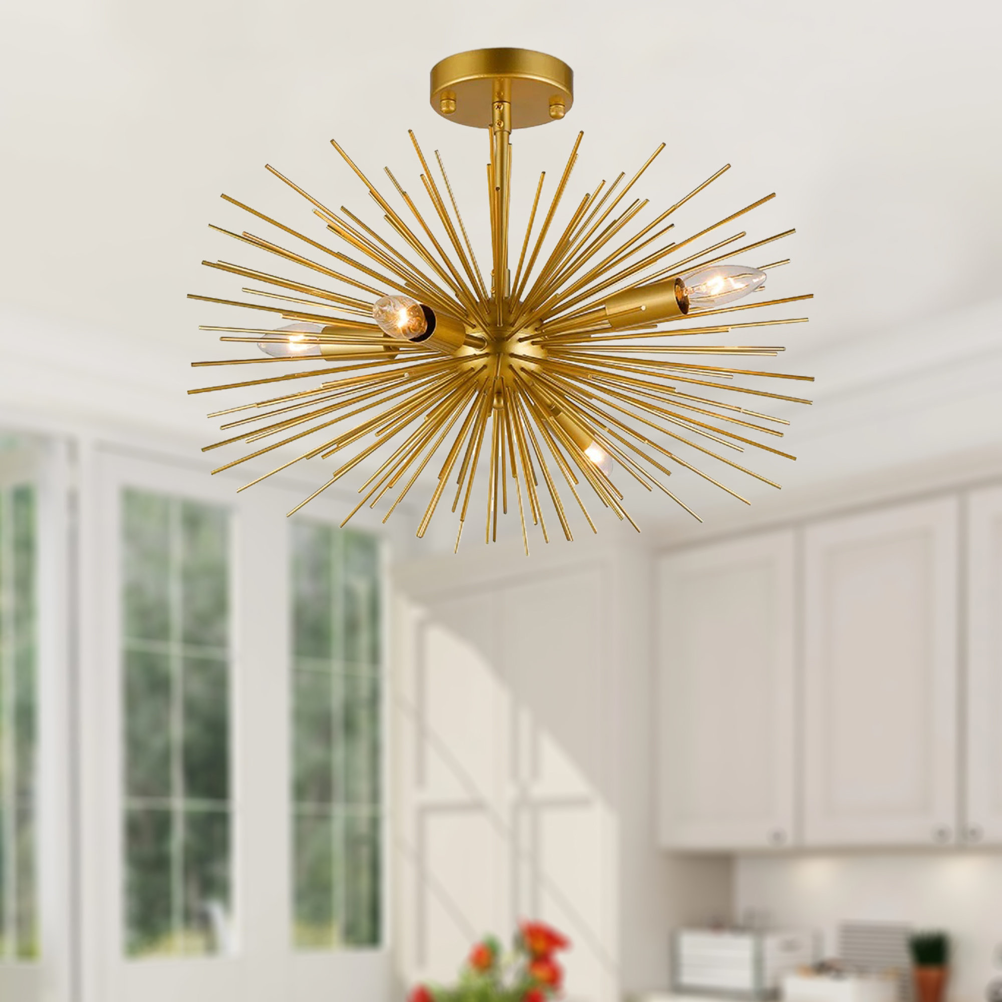 Everly Quinn Basso 20 Inches Wide Astra Sputnik Semi Flush Mount Lamp ...