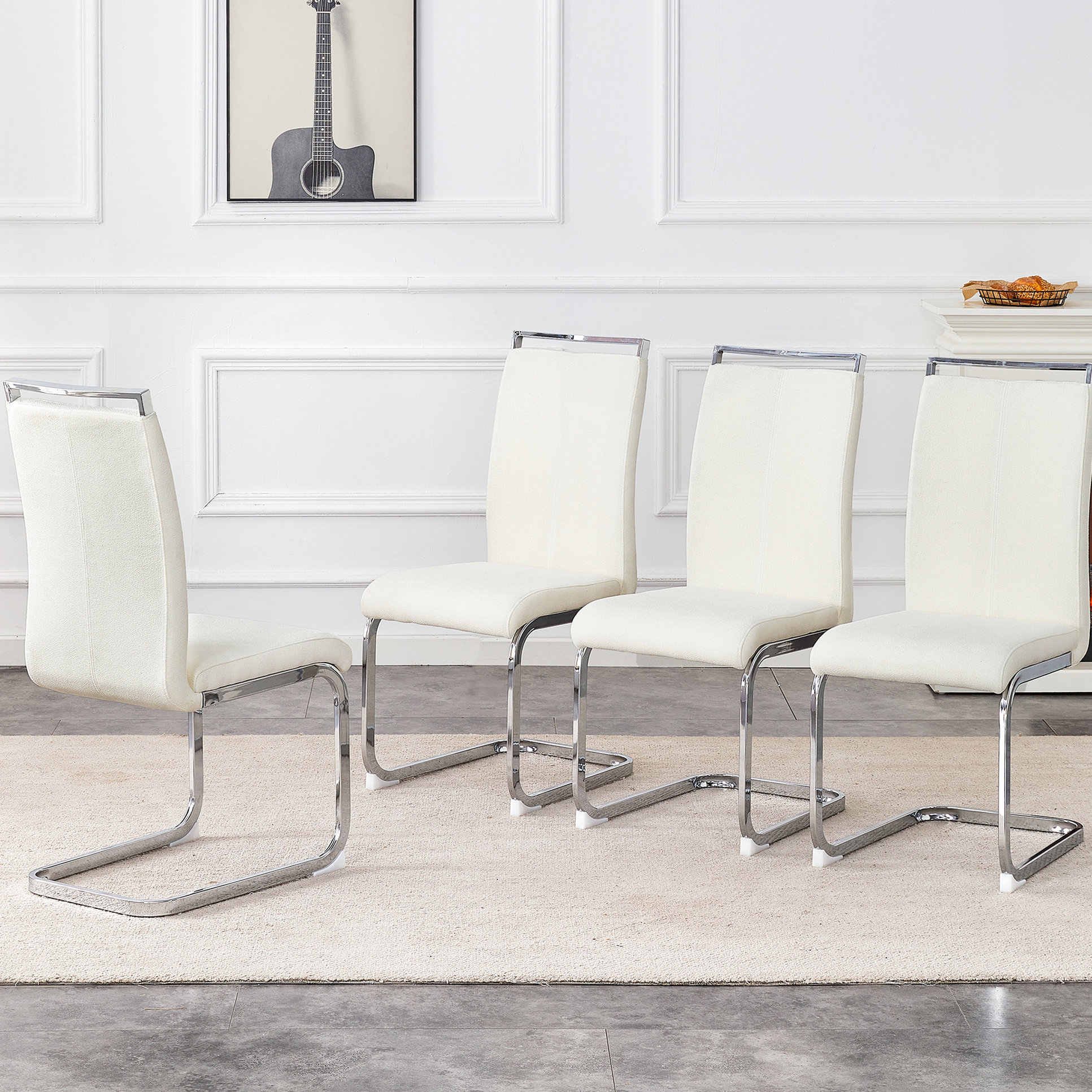 Red Barrel Studio® Comfortable Luxury Dining Chair Of 4, White Grainy ...