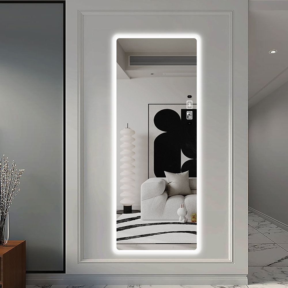 Wrought Studio™ Chazney Frameless Lighted Wall Mirror | Wayfair