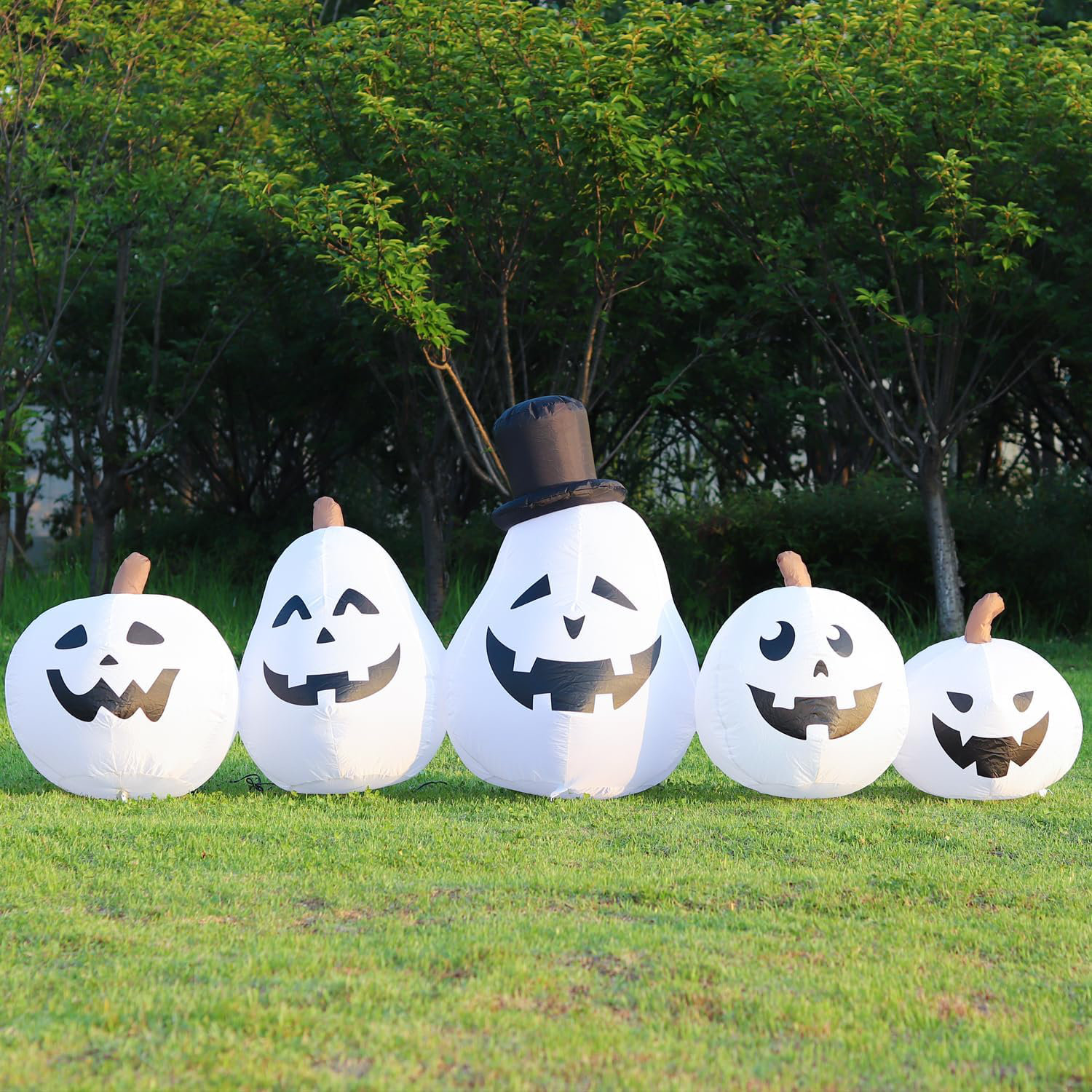 The Holiday Aisle® 8 FT Long Halloween Inflatable White Pumpkin Built ...