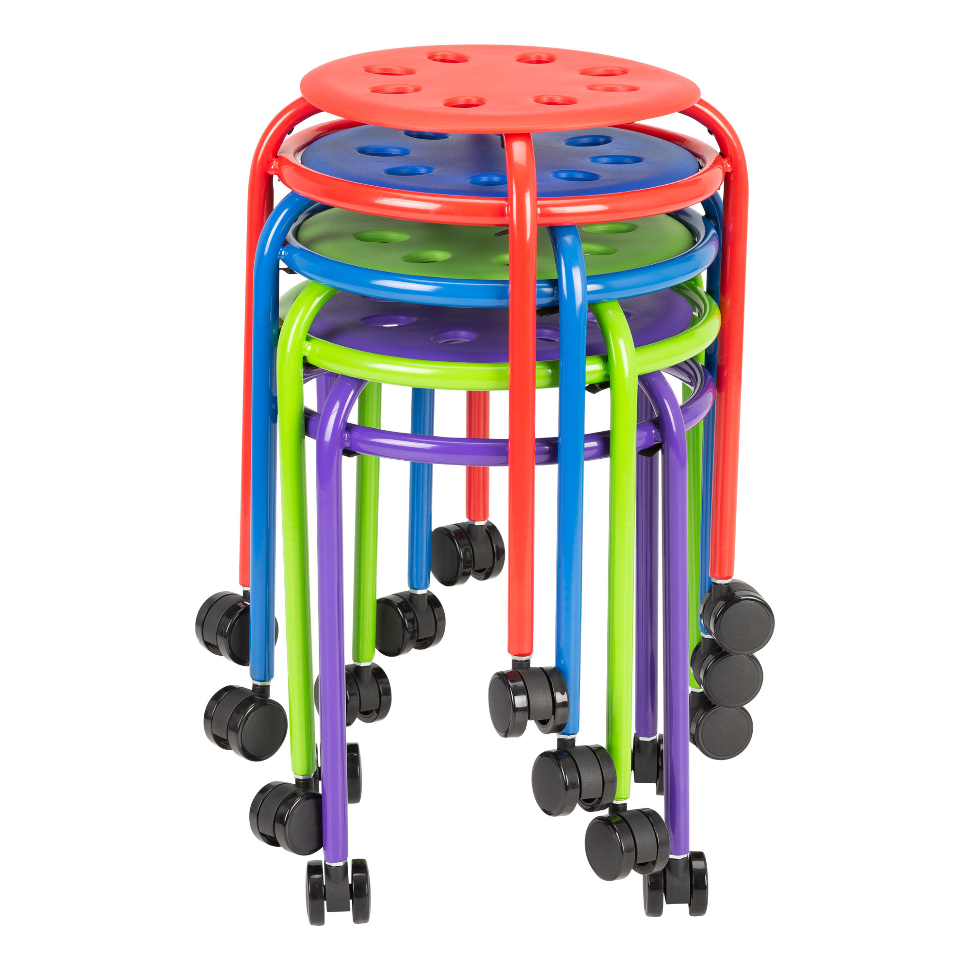 Zoomie Kids Mobile Stacking Classroom Stools with Casters (Set of 4 ...
