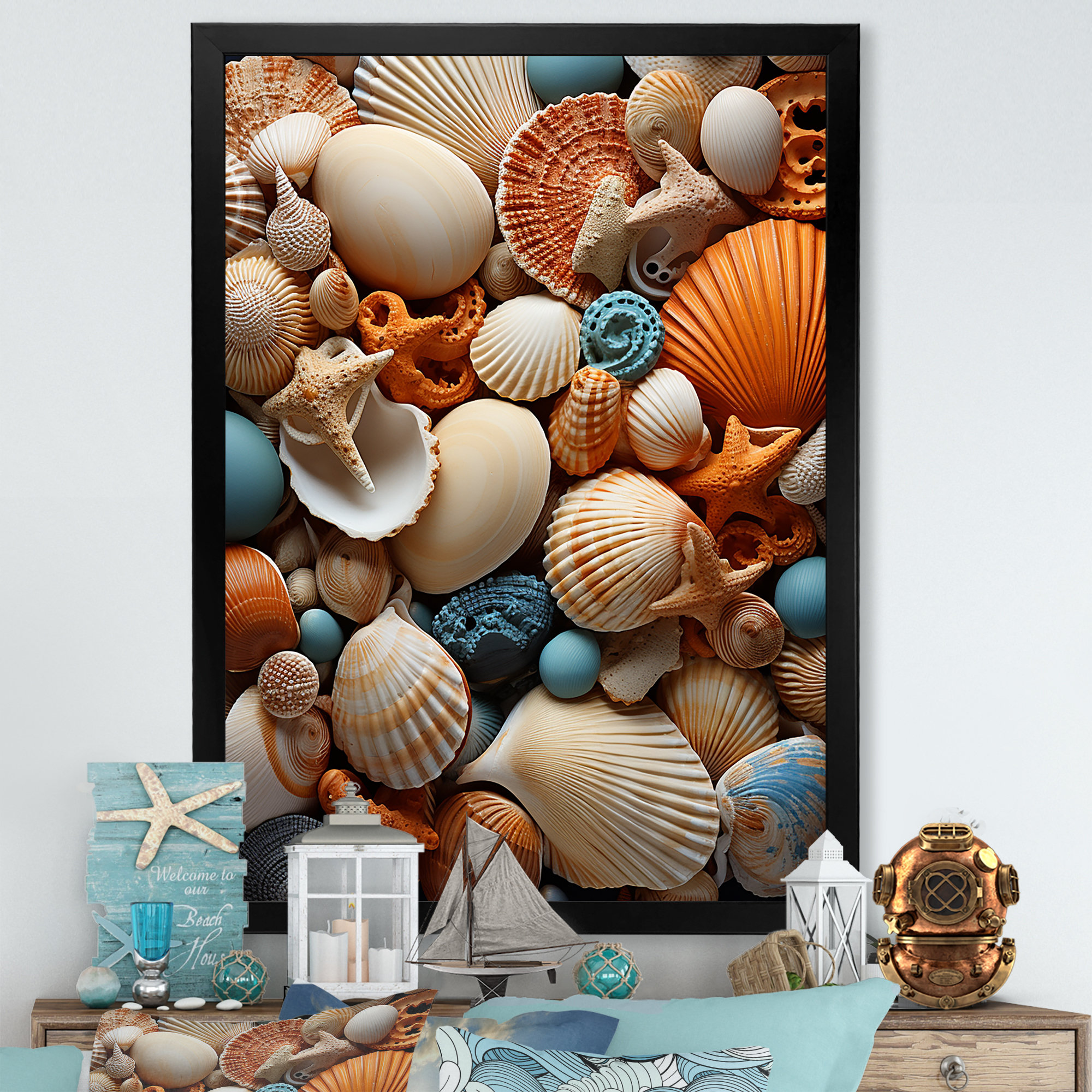 Highland Dunes Classic Seashells By The Sea I On Canvas Print | Wayfair