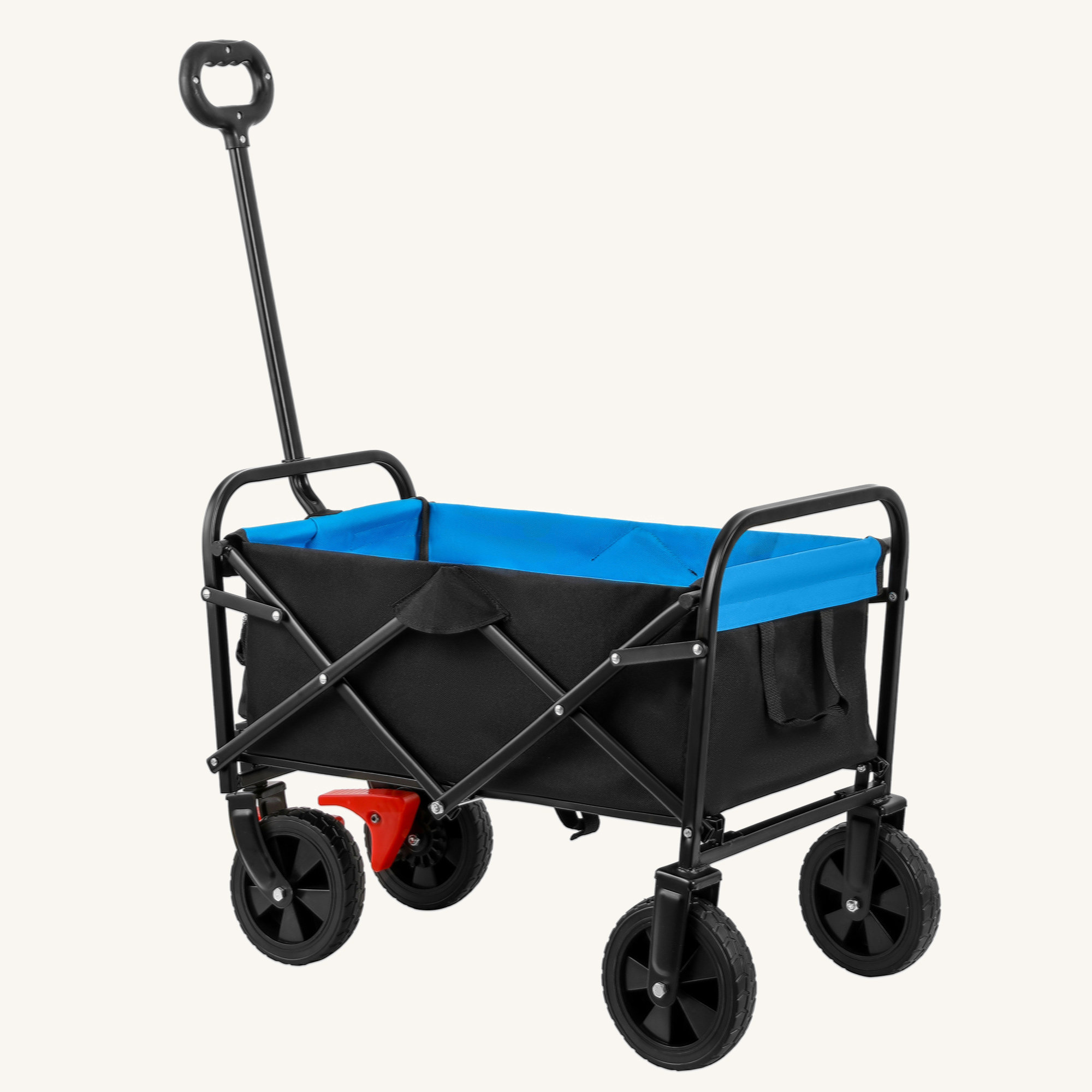 Tech Cube Mini Folding Wagon Garden Shopping Beach Cart (Black+Blue ...
