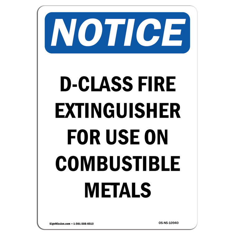 SignMission D-Class Fire Extinguisher for Use on Combustible Metals ...